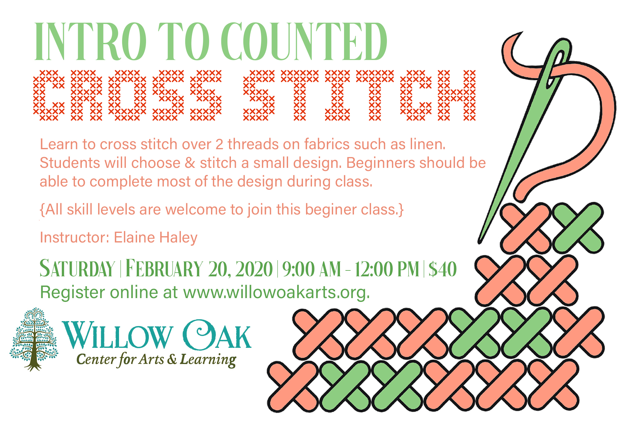 Cross-Stiching-Flyer – Willow Oak Center for Arts & Learning
